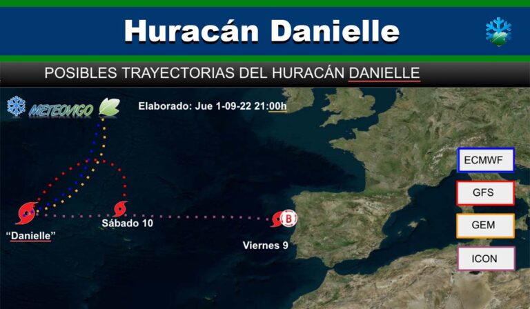 Estas son las trayectorias del huracán Danielle según los modelos