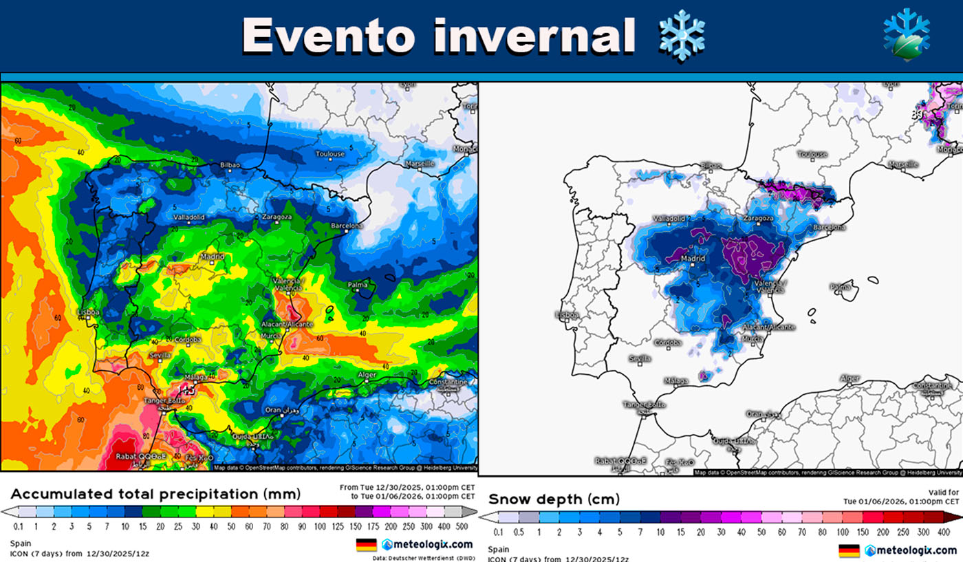 Última hora sobre el probable temporal de nieve ️ en España: así dibuja ...