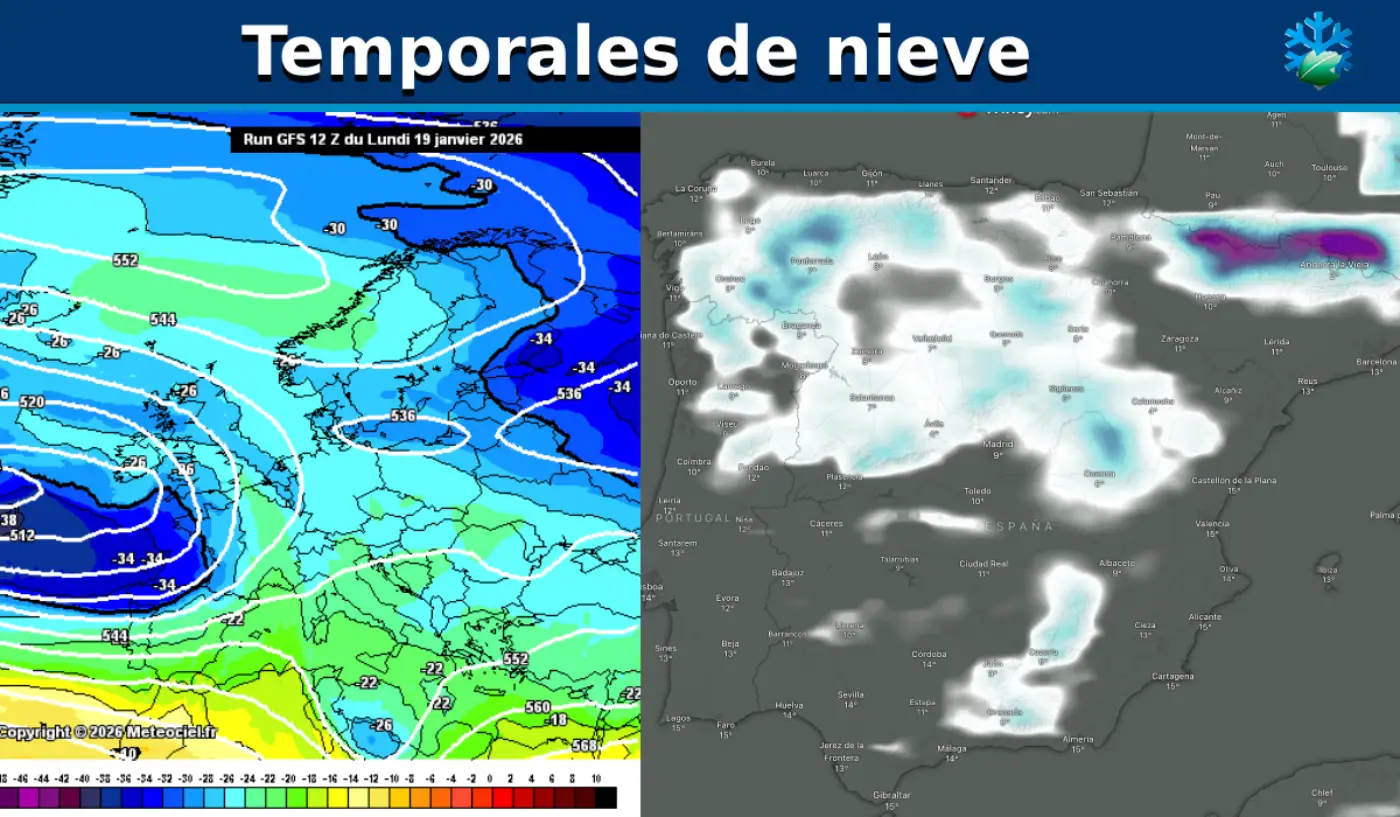 Así se va a extender la nieve ️ por España durante la semana según el ...